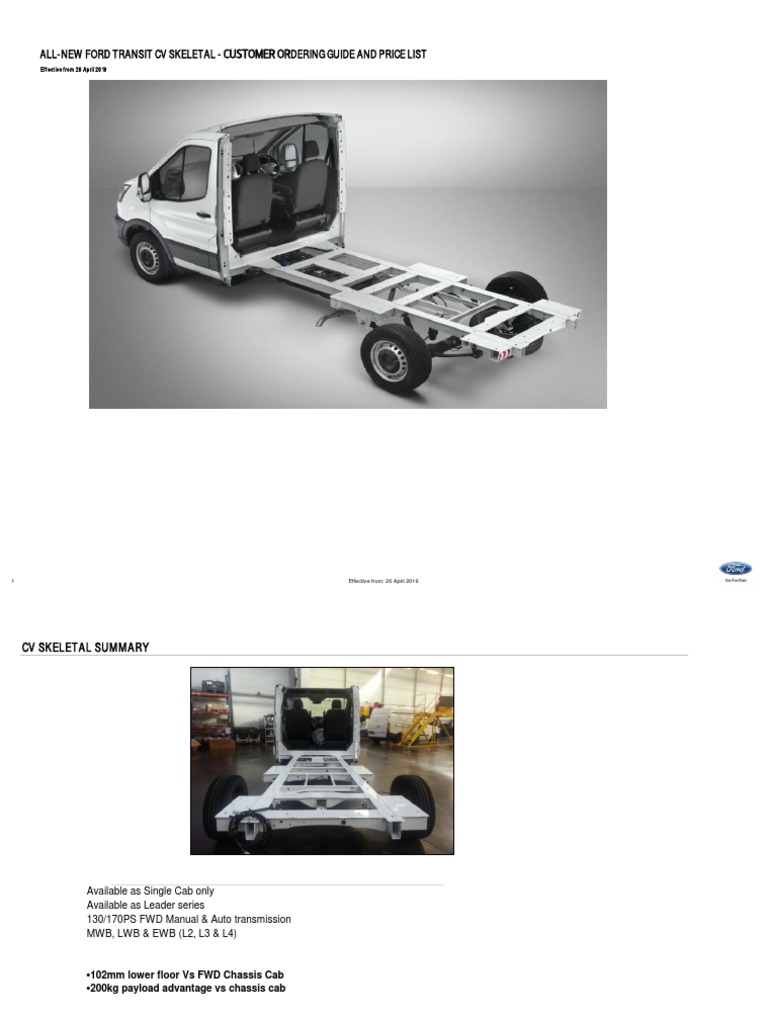 All-New Ford Transit CV Skeletal - Customer Ordering Guide and Price ...
