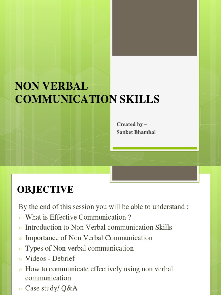 Non Verbal Communication Skills | PDF | Nonverbal Communication ...