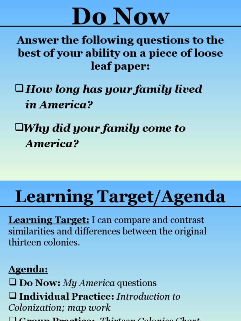 Lesson #2 Presentation - Thirteen Colonies | PDF