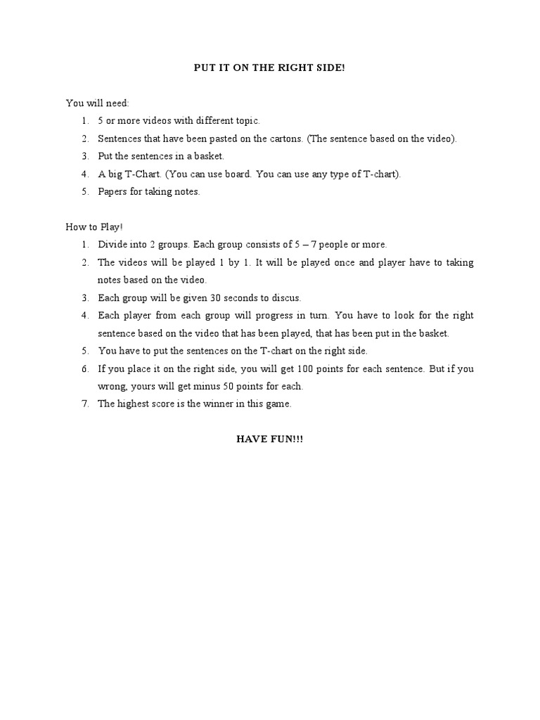 Game Instrution | PDF