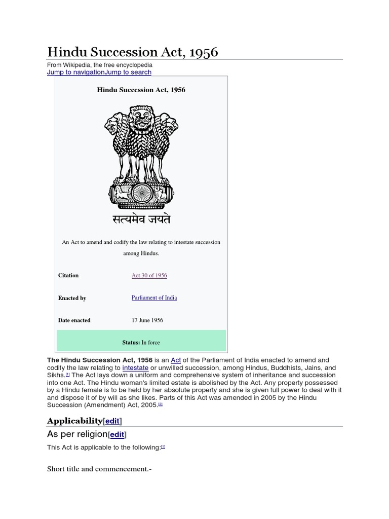 Hindu Succession Amendment Act 2005 | PDF | Private Law | Government ...
