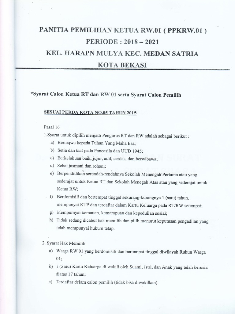 Tahapan Pemilihan RT Dan RW | PDF