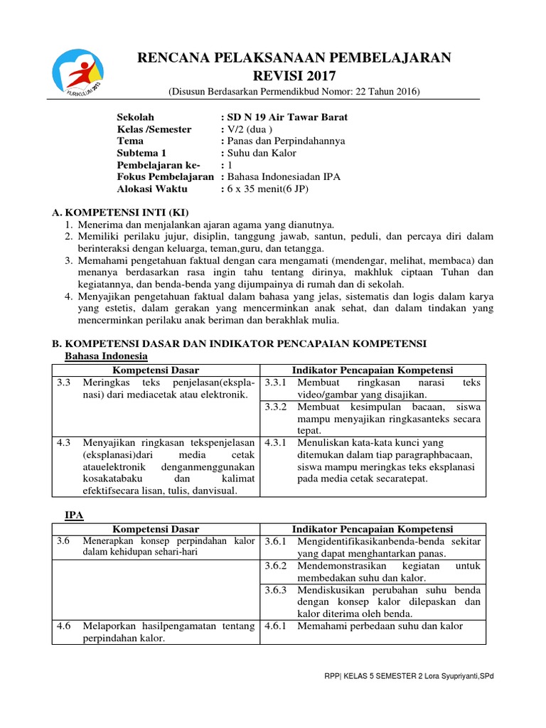 RPP Kelas 5 | PDF | Karier & Perkembangan