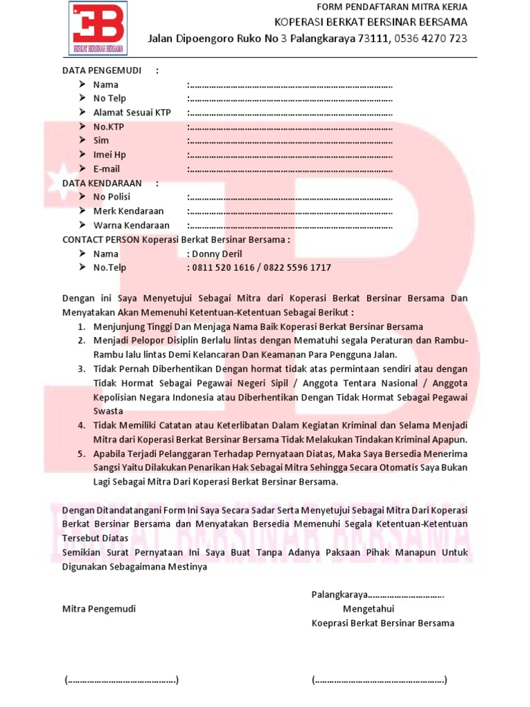 Contoh Form Mitra | PDF