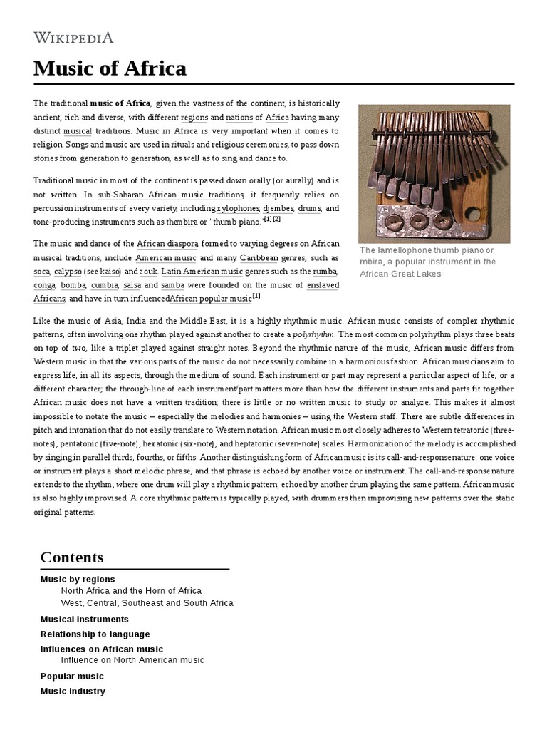 Music of Africa | PDF | Sound | Performing Arts