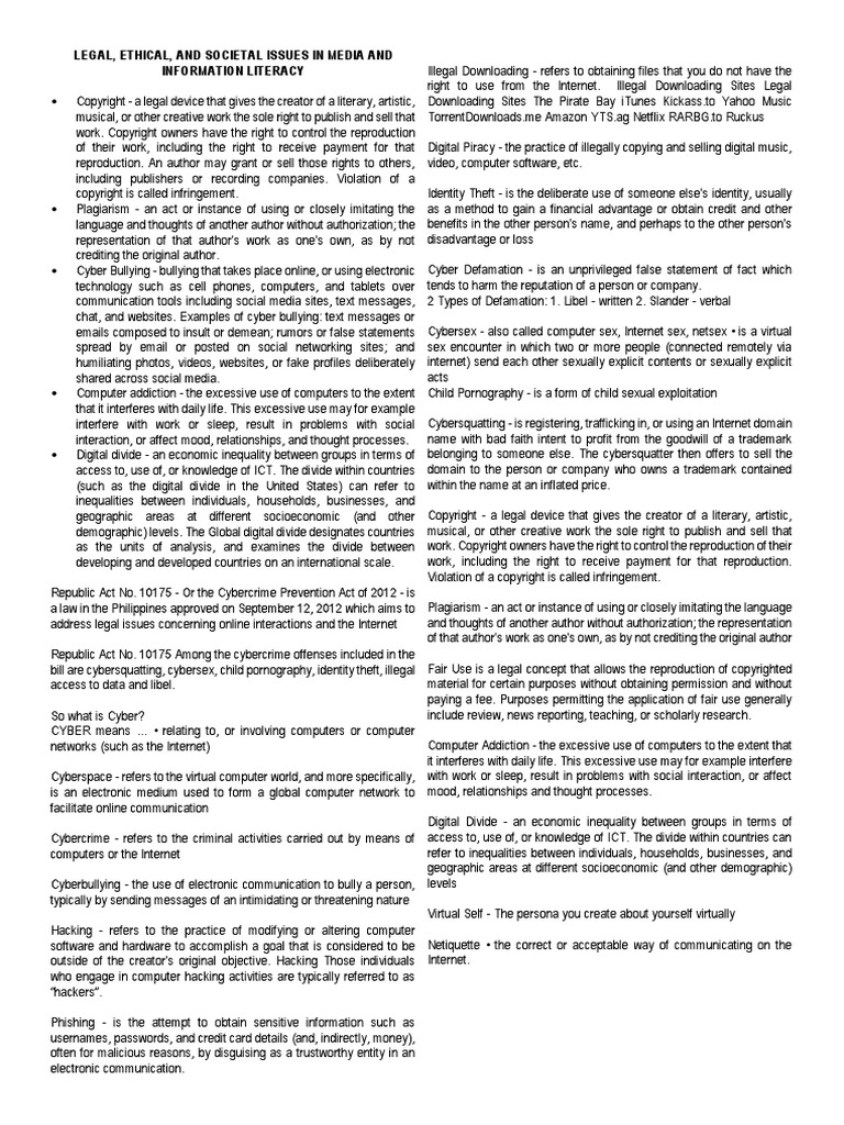 Legal, Ethical and Societal Issues in Media and Information Literacy ...
