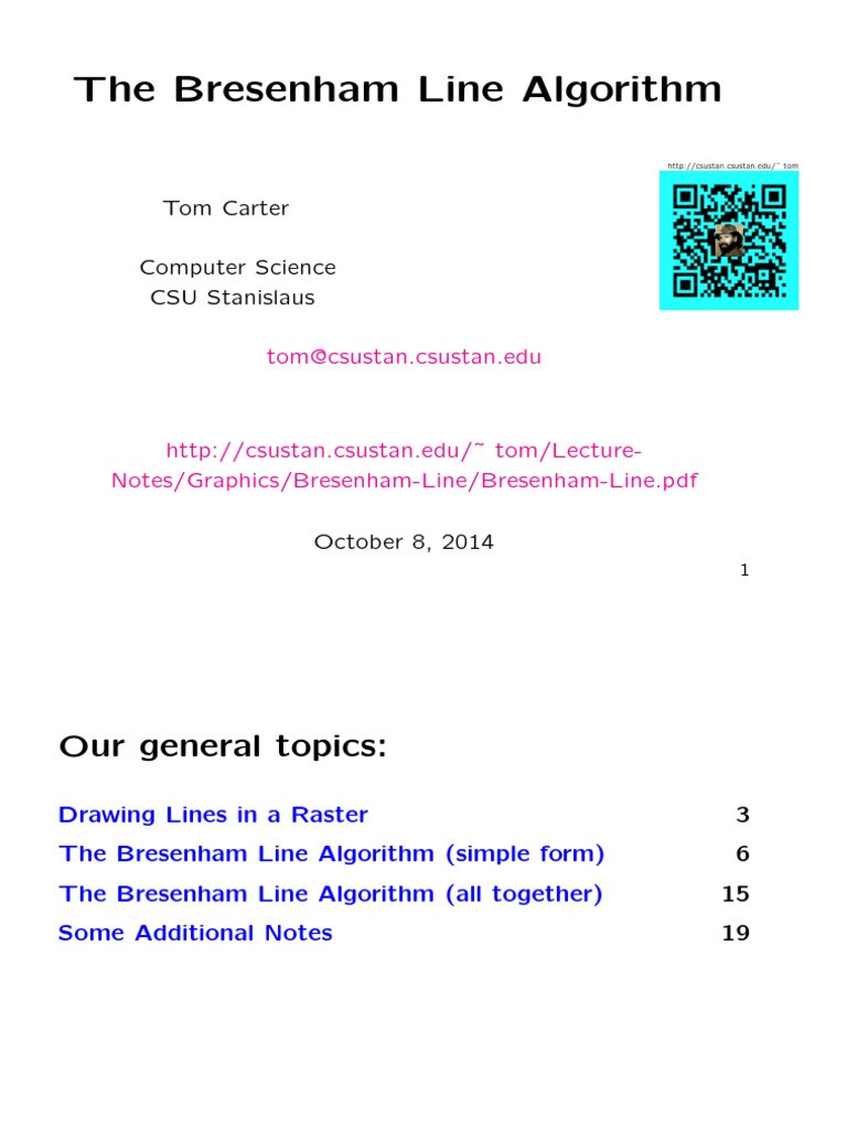 Bresenham's Line Drawing Algorithm | PDF | Mathematical Concepts | Theoretical Computer Science