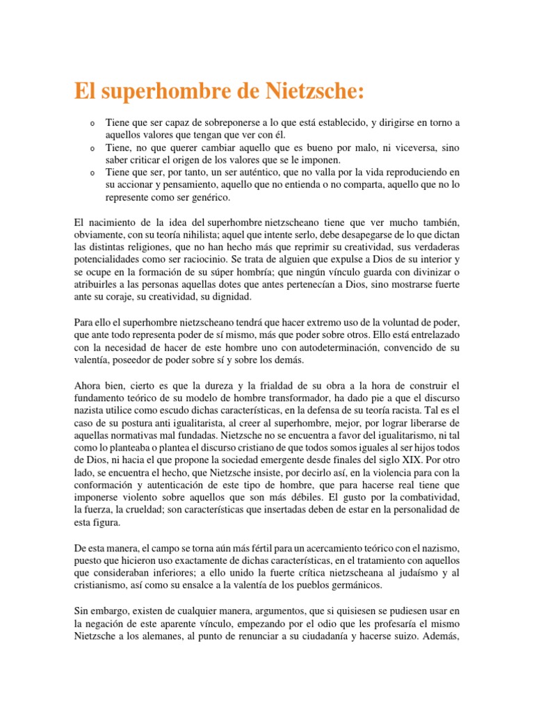 El Superhombre Nietzsche | PDF | Friedrich Nietzsche | nazismo