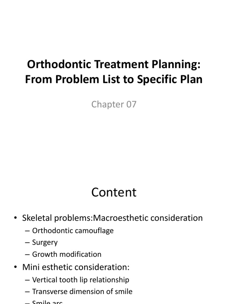Orthodontic Treatment Planning: From Problem List To Specific Plan ...