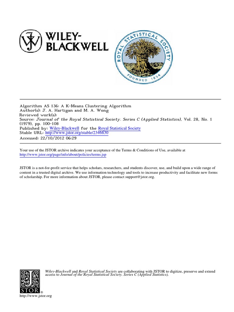 K Means Clustering Algorithm Described In Detail Pdf Cluster Analysis Algorithms And Data