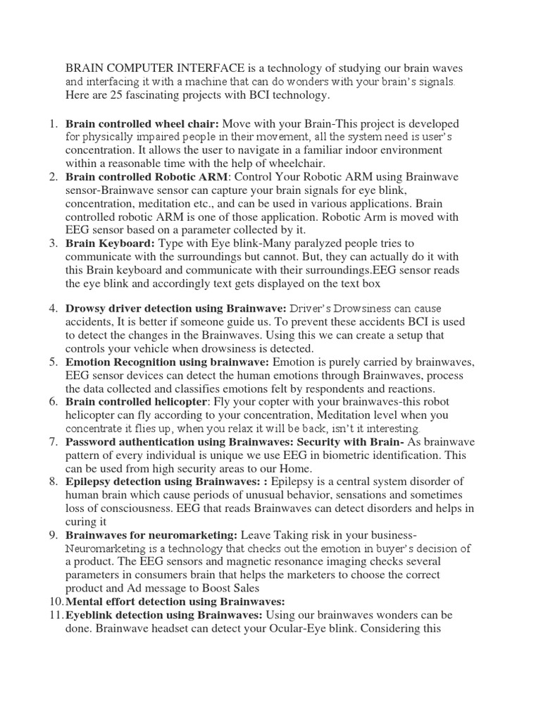 Bci Project | PDF | Electroencephalography | Brain