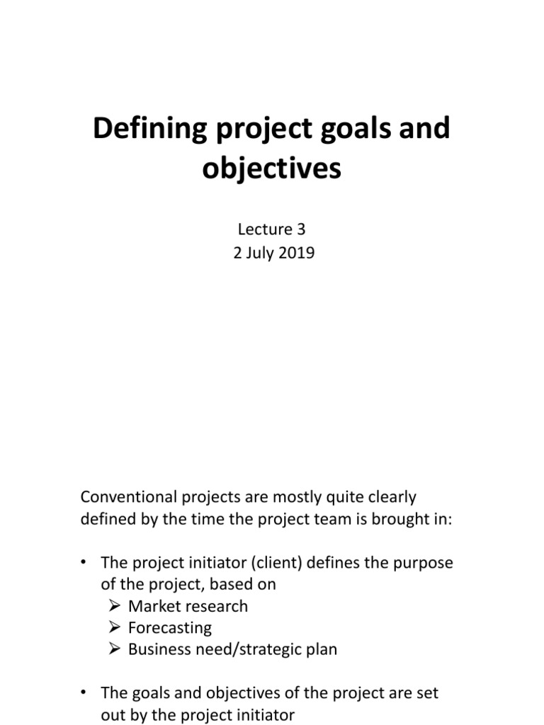 Project Goals and Objectives 2019 | PDF | Project Management | Goal