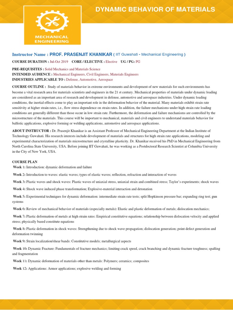 Dynamic Behavior of Materials | PDF | Deformation (Engineering) | Plasticity (Physics)