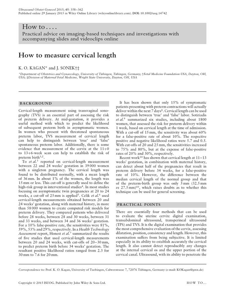 How To Measure Cervical Length | PDF | Preterm Birth | Childbirth