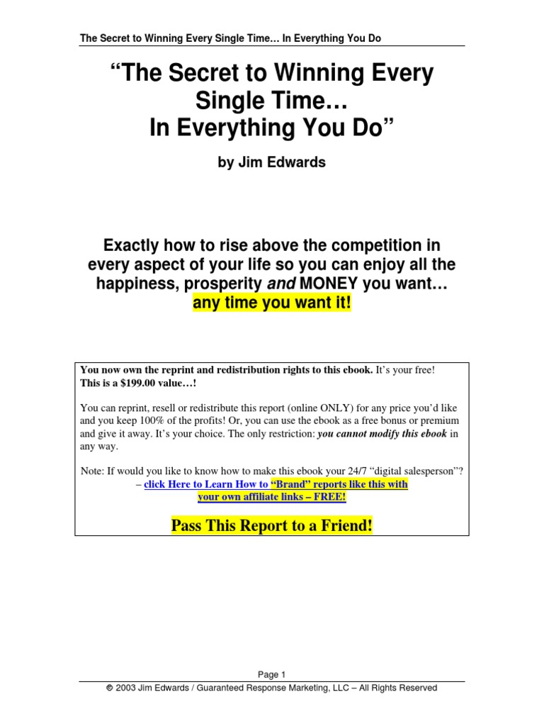 Secret To Winning Everything | PDF | Competition | Publishing