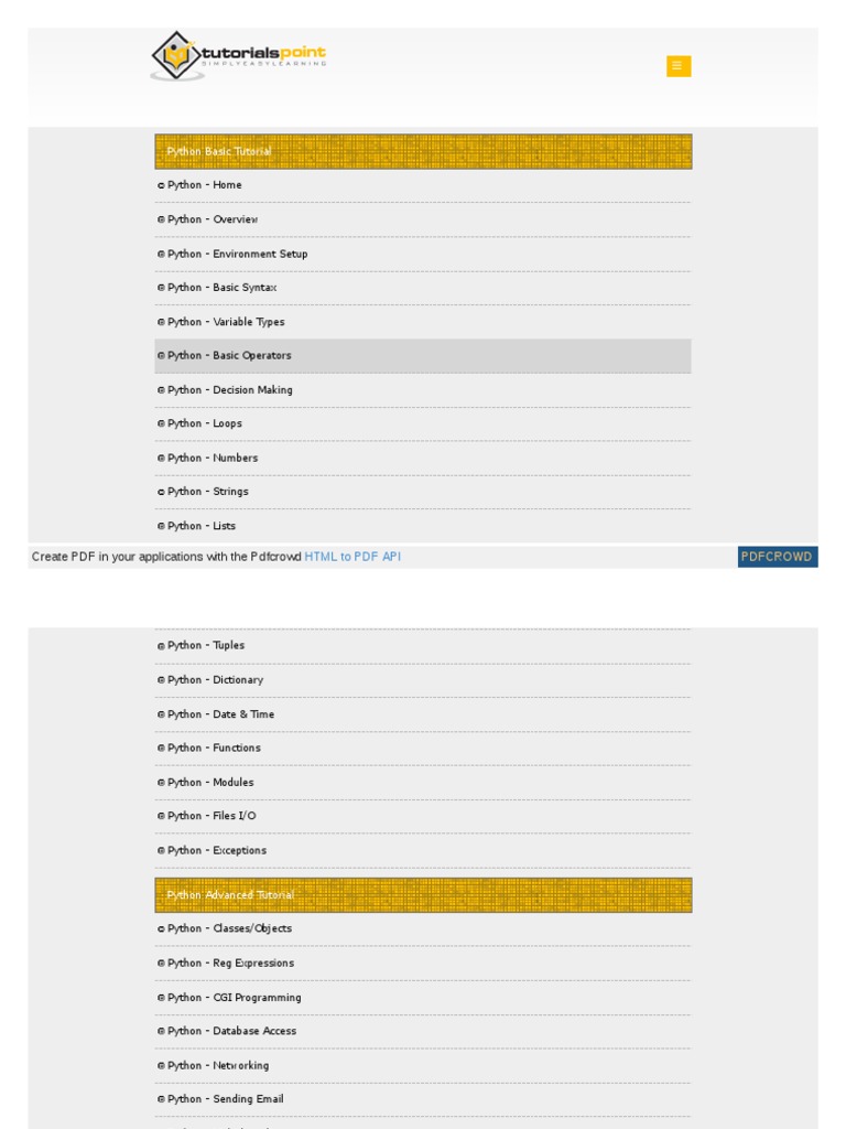 Python Basic Tutorial: Create PDF in Your Applications With The Pdfcrowd | PDF | Python ...