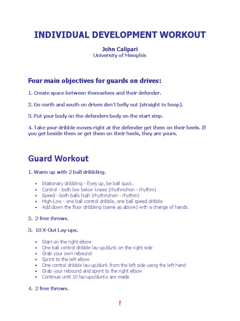 Individual Development Workout Pdf Ball Games Games Of Physical Skill