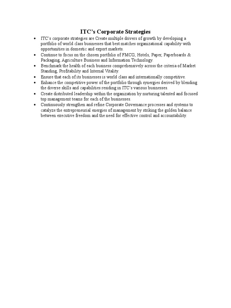ITC Strategy | PDF