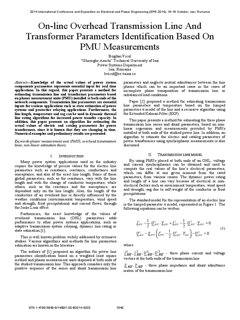 On Line Overhead Transmission Line And Transformer Parameters Identification Based On Pmu