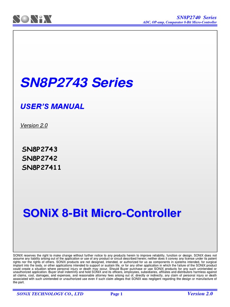 Sonix SN8P2714KB | PDF | Analog To Digital Converter | Operational ...