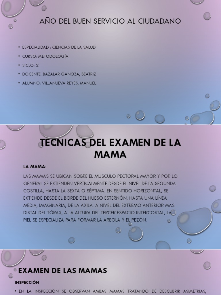 Tecnicas Del Examen de La Mama | PDF | Pecho | Cáncer de mama