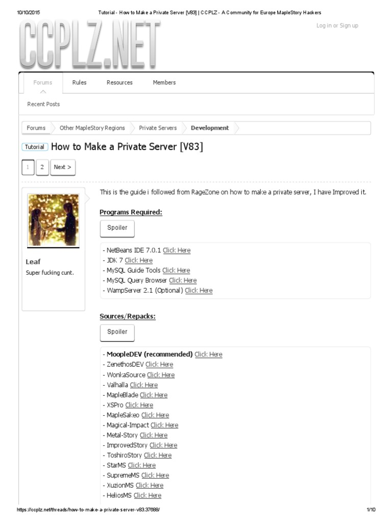 Tutorial - How To Make A Private Server (V83) - CCPLZ - A Community For Europe MapleStory ...