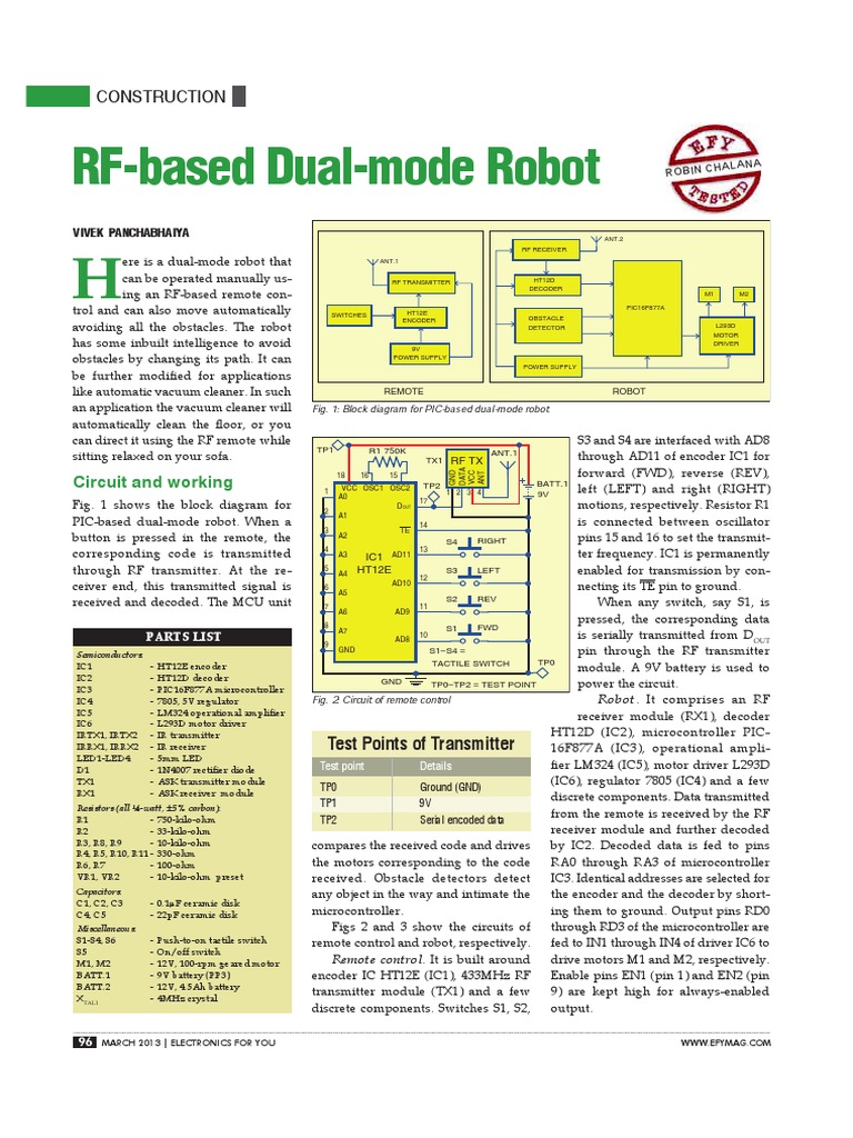 ElectronicsForYou201303 - RF Robot | PDF | Detector (Radio) | Power Supply