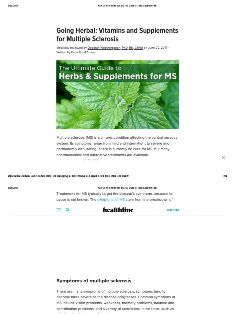 Going Herbal: Vitamins and Supplements For Multiple Sclerosis | PDF ...