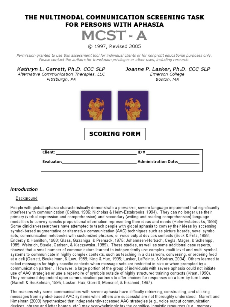 MCST Score-Compressed | PDF | Aphasia | Communication