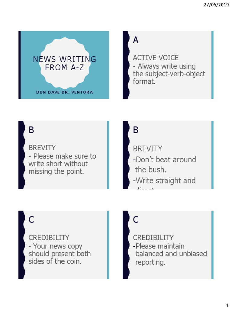 News Writing From A-Z: Brevity Don't Beat Around The Bush. Write ...