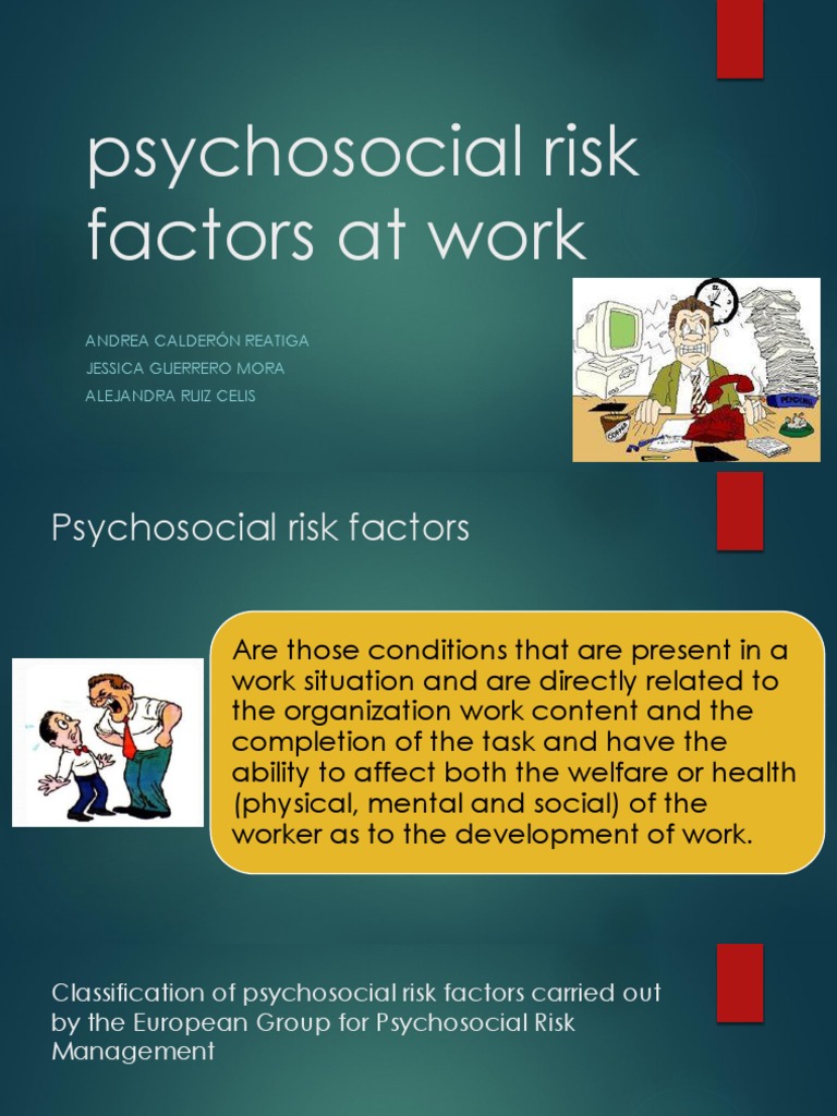 Psychosocial Risk Factors at Work | PDF | Psychosocial | Substance Abuse