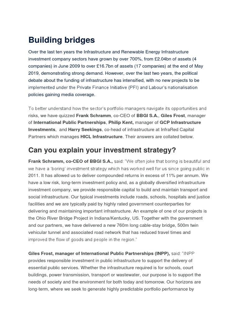 Building Bridges: Can You Explain Your Investment Strategy? | PDF ...