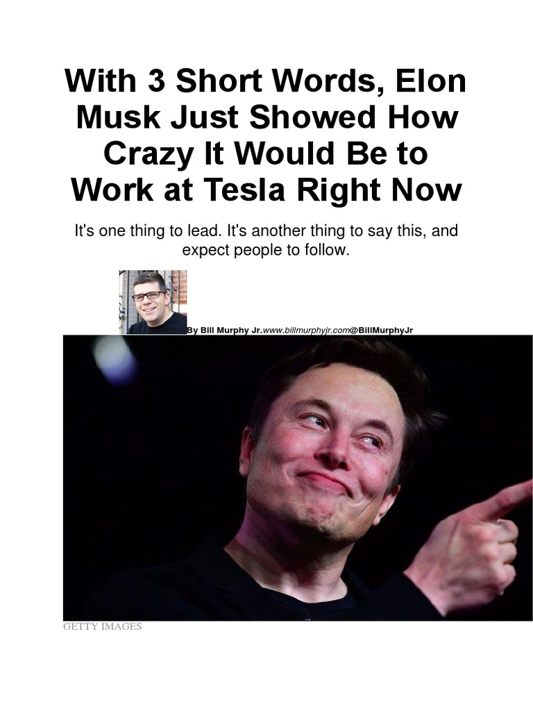 With 3 Short Words, Elon Musk Just Showed How Crazy It Would Be To Work ...