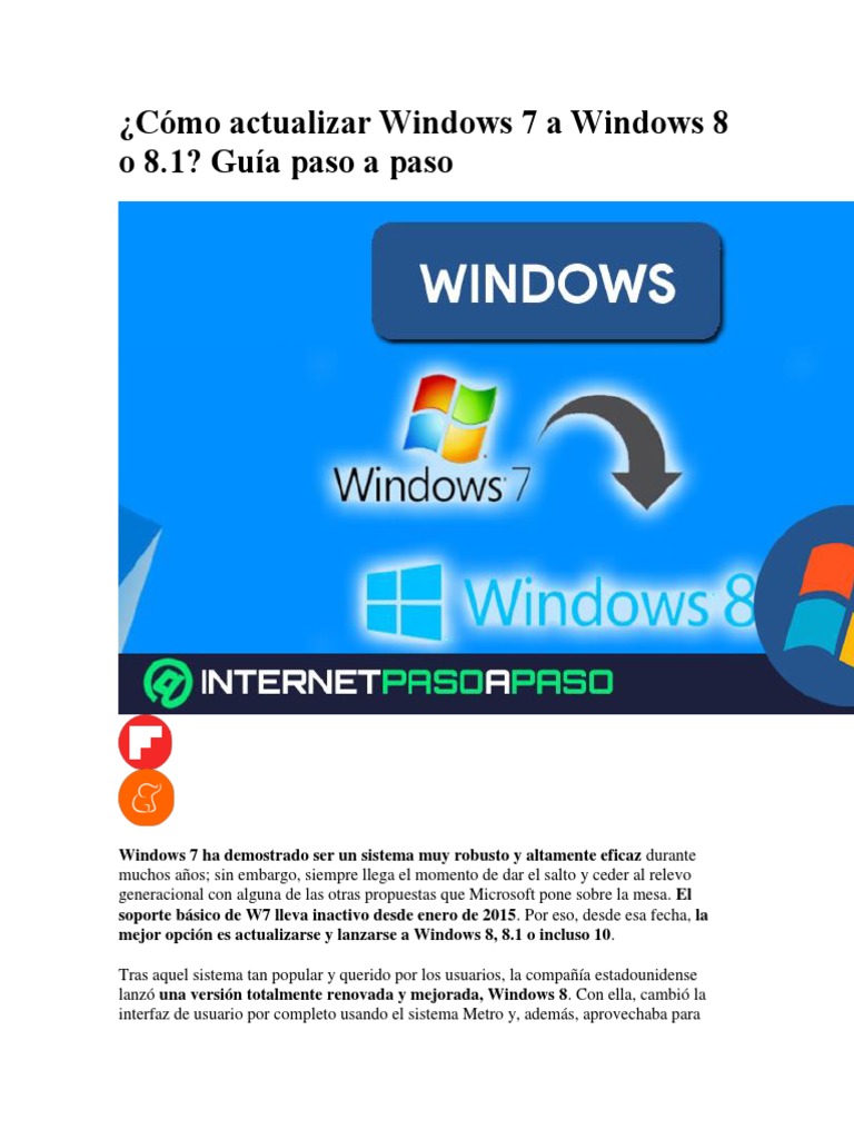¿cómo Actualizar Windows 7 A Windows 8 O 8 1 Guía Paso A Paso