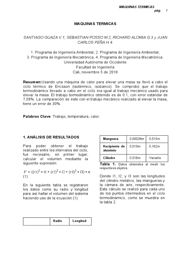 Laboratorio de Maquinas Térmicas | PDF | Calor | Termodinámica