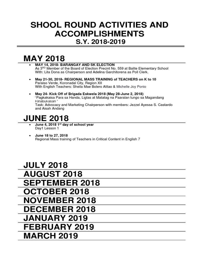 School Diary 2018-2019 | PDF | Travel | Wellness