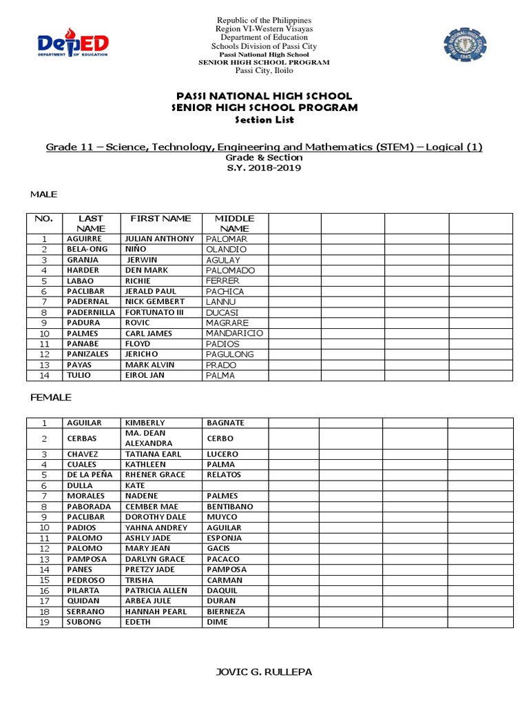 Section List Stem Logical Section List | PDF