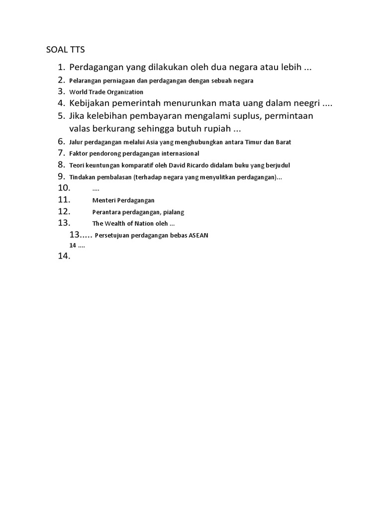 Soal TTS | PDF | Politik | Perjalanan