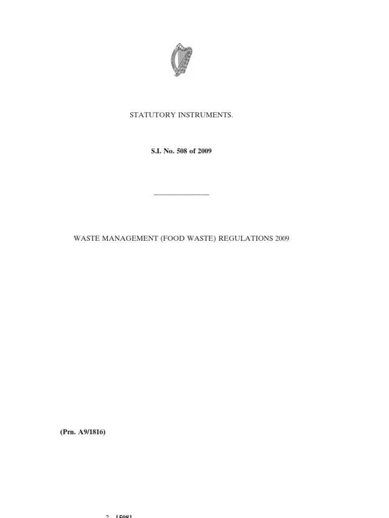 Statutory Instruments.: S.I. No. 508 of 2009 | PDF | Wastewater | Waste