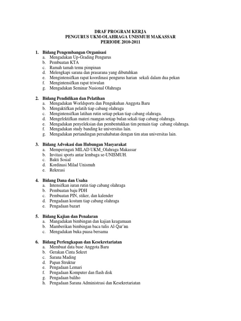 Draf Program Kerja | PDF | Karier & Perkembangan