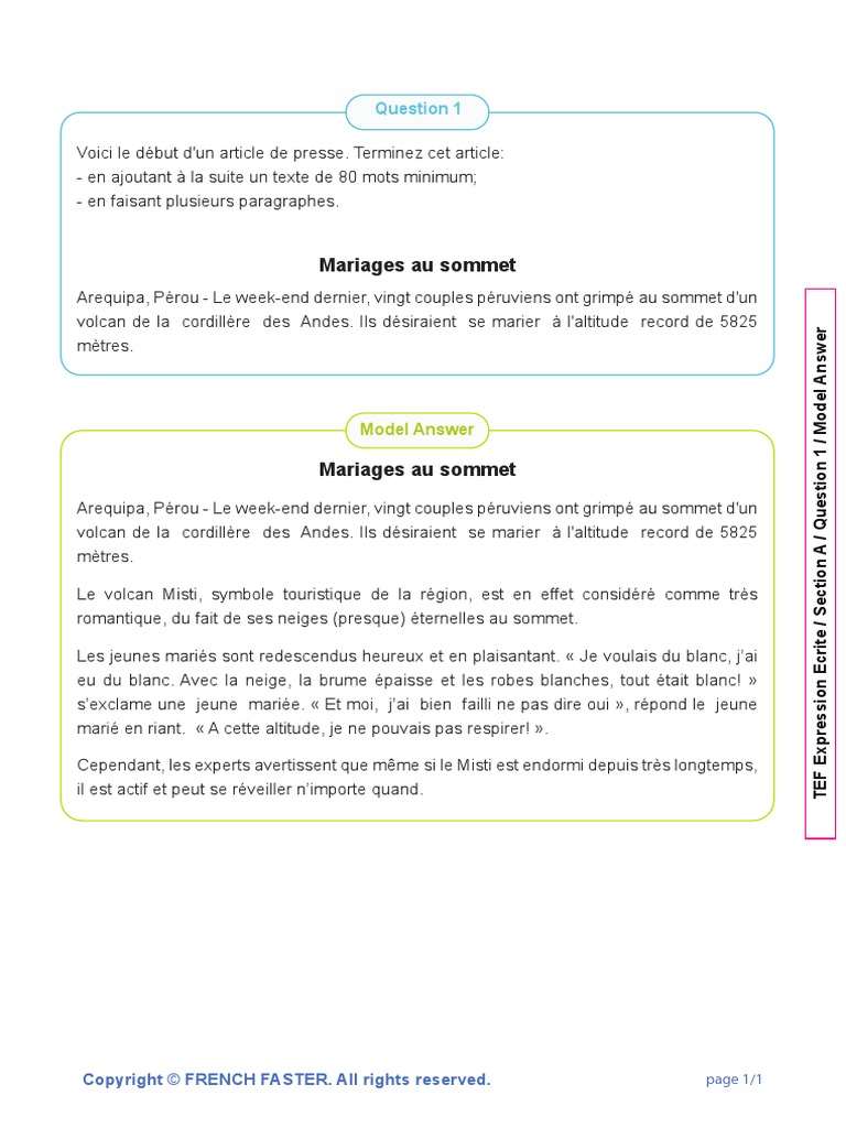 TEF Expression Ecrite Exemple 1 - Edited | PDF