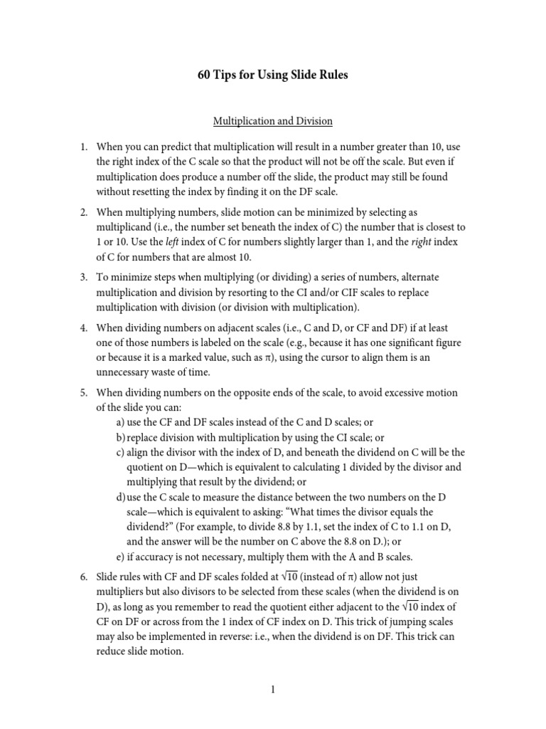 60 Tips For Using Slide Rules | PDF | Trigonometric Functions | Sine