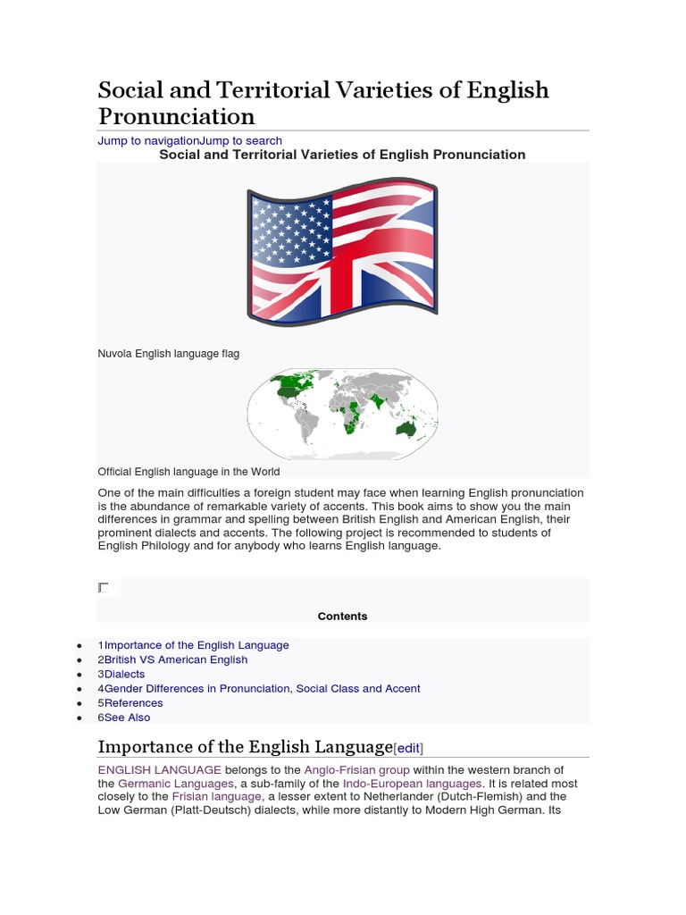 Social and Territorial Varieties of English Pronunciation | PDF ...