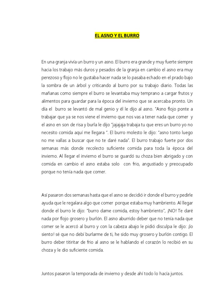 Fabula El Asno Y El Burro Pdf