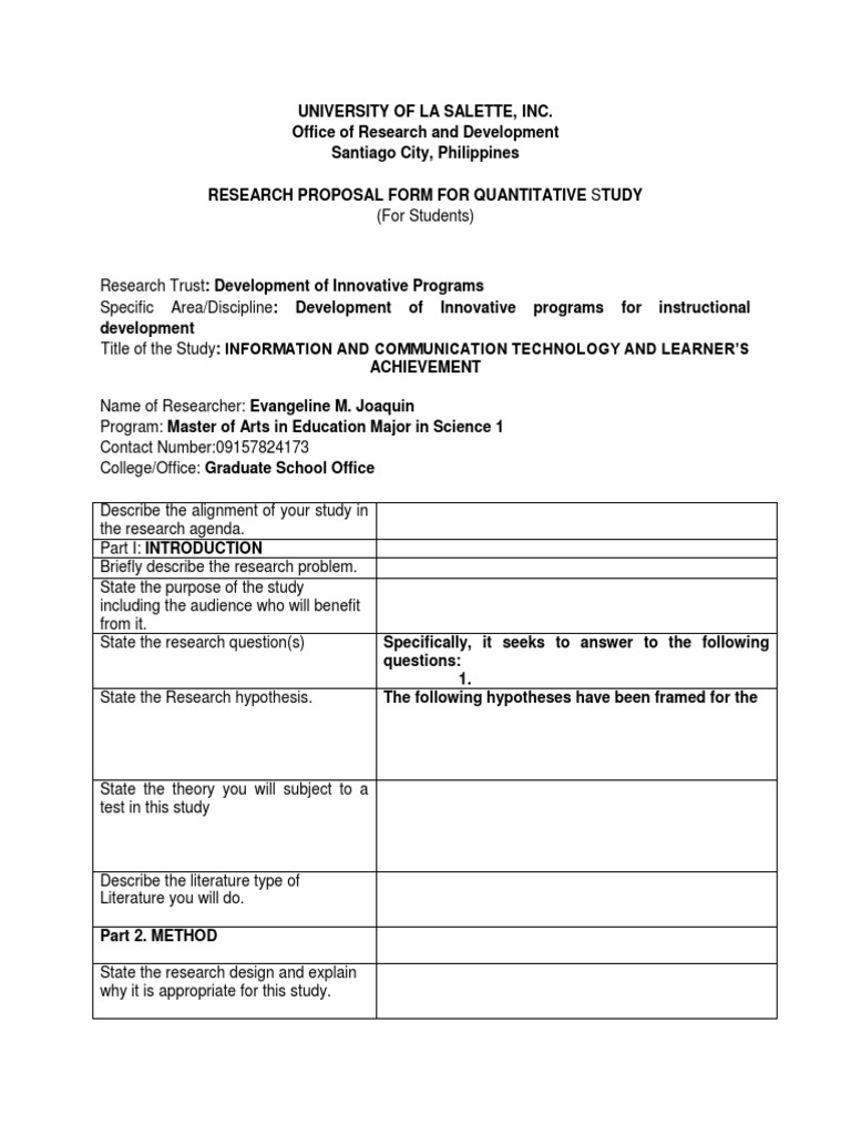 Research Proposal Imrad Blank | PDF