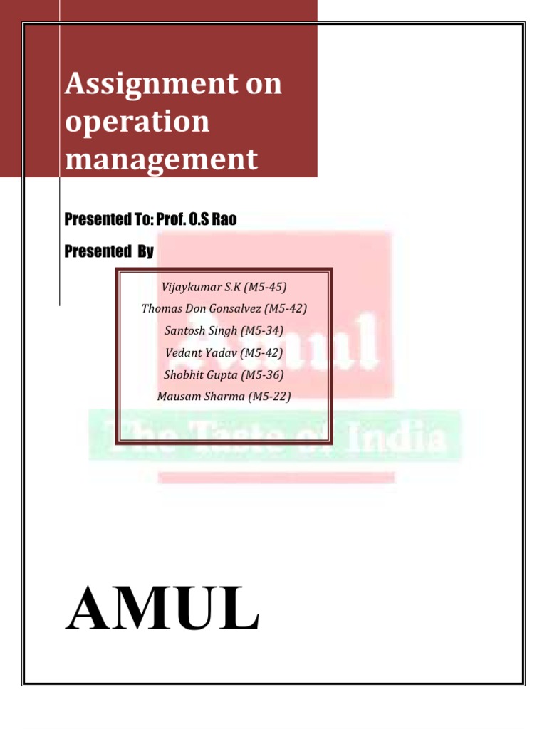 OM Assignment | PDF | Milk | Dairy