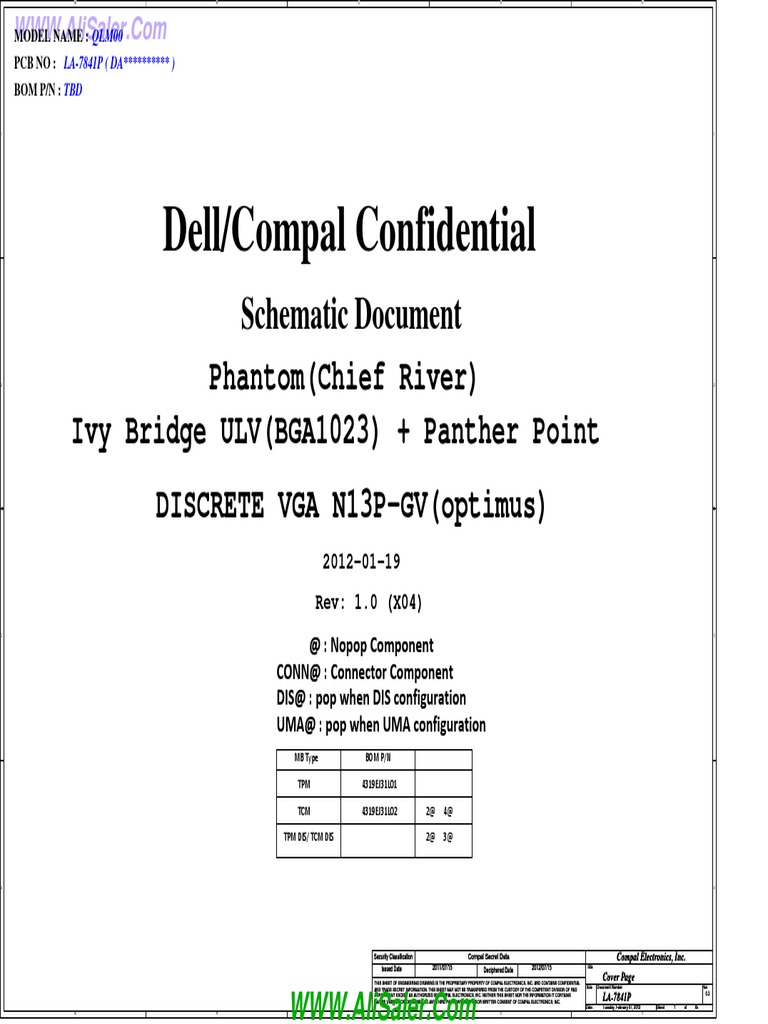 Dell/Compal Confidential: Schematic Document | PDF | Digital ...