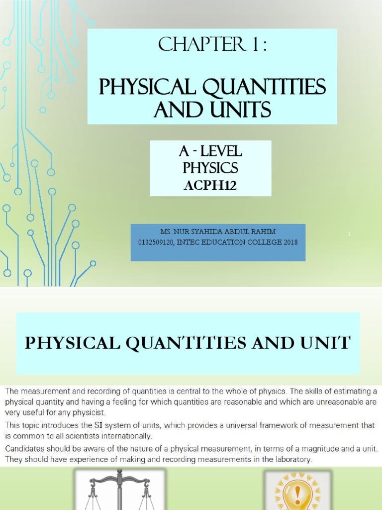 Understanding Physical Quantities & Units | PDF | Mole (Unit ...