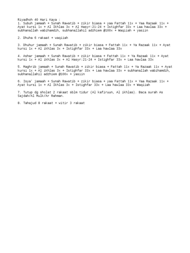 Riyadhoh 40 HR | PDF