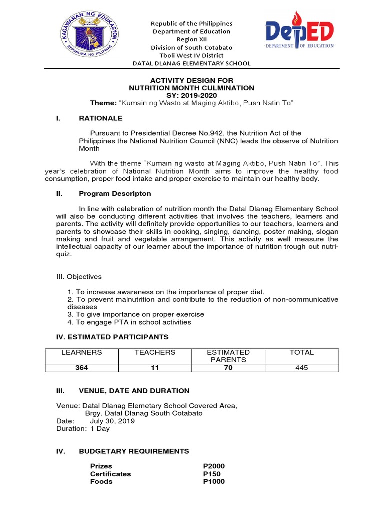 Nutrition Month Activity Design | PDF | Nutrition | Diet & Nutrition